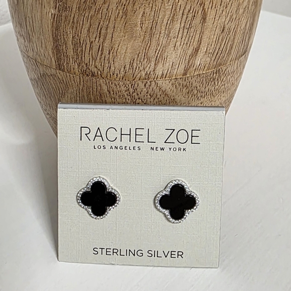 Rachel Zoe | Jewelry | Rachel Zoe Black Clover Sterling Silver Earrings ...
